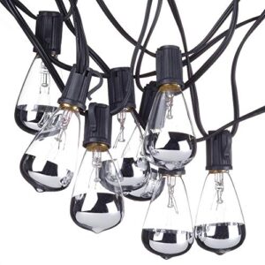 bristol 10-light 10ft indoor/outdoor plug-in string light, black cord, m/f plugs, designer silver tipped vintage edison bulbs included,12882