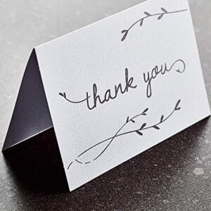 Hayley Cherie 50 Luxury Thank You Cards and Self Seal Envelopes - Black Foil Design with Printed Envelopes - Premium Heavyweight Card Stock with Hammered Texture - 4x6 Photo Size