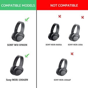 Krone Kalpasmos Ear Pads for Sony WH-H900N, Compatible with Sony MDR-100ABN Headphones Over Ear Cushion, Soft Memory Foam Protein Leather Replacement Earpad Sony Headset Repair Part, with PU Bag(Grey)