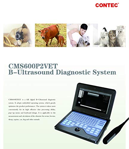 CONTEC Vet/Veterinary/Animal Portable B-Ultrasound Scanner with Tow Probes Convex and Rectal Probe for Cattle,Horse,Camel,Equine,Goat,Cow,Sheep and Pig