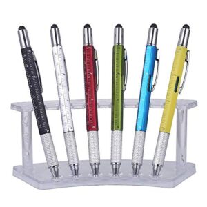 Ipienlee 6 in 1 Multitool Tech Tool Pen with Ruler, Levelgauge, Ballpoint Pen, Stylus and 2 Screw Driver, Christmas Gifts for Men or Dad (6 COLOR)