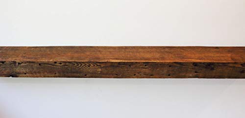 Parkco Rustic Fireplace Floating Mantel Shelf - Rustic Reclaimed Barn Wood Wall Decor. Mounting Hardware Included (66" W x 5" D x 2.75" H)