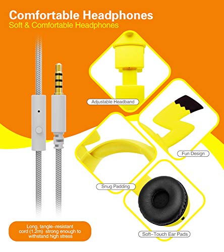 Kids Headphones with VoliBolt Ears, Mumba Wired Over-Ear Headphones with Music Sharing Function, 85dB Volume Limited Hearing Protection,Safe Food Grade Material, 3.5mm Jack (HS01) Headset for Children