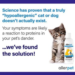 Allerpet Multi-Pet Dander Remover with FREE Application Mitt & Sprayer - Best Pet Dander Remover for Allergens - For Dog/Cat Dry Skin Treatment - Made in USA - (12oz)