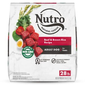 nutro natural choice adult dry dog food, beef & brown rice recipe dog kibble, 28 lb. bag