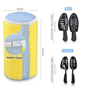 Teletrogy Shoes Laundry Bag Keep Shoes Clean, Shoe Wash Bag for Washing Machine, Reusable and Durable Zipper Shoe Washing Bag, Sneaker Tennis Shoe Cleaner Kit Include Pair of Adjustable Shoe Trees