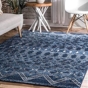 nuloom teresa moroccan area rug, 6' 7" x 9', navy