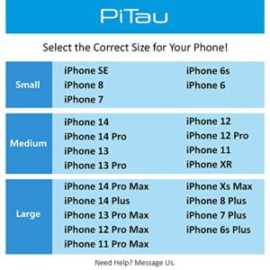 PiTau Belt Holster for iPhone 14, 14 Pro, 13 Pro, 13, 12 Pro, 12, iPhone 11, XR - Premium Cell Phone Case with Belt Clip [Magnetic Closure] ID Card Holder Pouch (Fits Otterbox Commuter Case on)