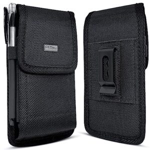 pitau large cell phone belt holder holster case with clip pouch cover for iphone 14 plus 14 13 12 11 pro max, xs max, 8 7 plus, samsung galaxy s23+ s22+ s21+ s20+ plus models, a54 5g a53 a52 a51 a50