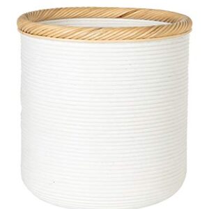 KOUBOO Round Coiled Rattan Twisty, Natural and White Storage Basket