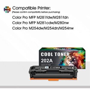 Cool Toner Compatible Toner Cartridge Replacement for HP M281fdw 202A 202X CF500A for HP Pro MFP M281fdw M254dw M281cdw M281dw M280nw M254 M281 Printer (Black Cyan Yellow Magenta, 4-Pack)