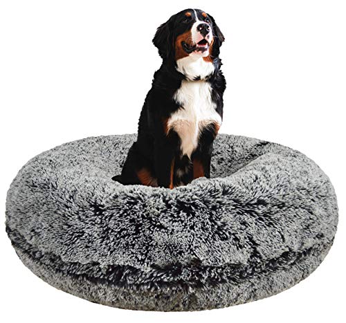 Bessie and Barnie Bagel Dog Bed - Extra Plush Faux Fur Dog Bean Bed - Circle Dog Bed - Waterproof Lining and Removable Washable Cover - Calming Dog Bed - Multiple Sizes & Colors Available