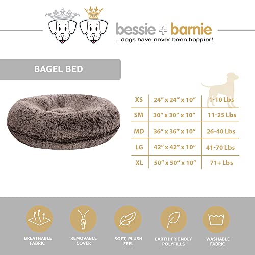 Bessie and Barnie Bagel Dog Bed - Extra Plush Faux Fur Dog Bean Bed - Circle Dog Bed - Waterproof Lining and Removable Washable Cover - Calming Dog Bed - Multiple Sizes & Colors Available