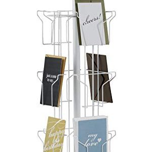 SSWBasics 12-Pocket Rotating Countertop Greeting Card Rack - Overall Dimension: 25”H x 12”D - 12 Pockets Total (Each 5”W x 7”H x 1 5/8”D) - Perfect for Thrift, Retail, Grocery, and Convenience Stores