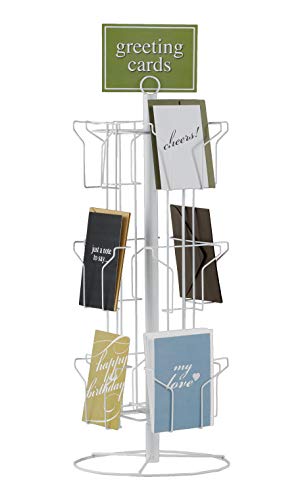 SSWBasics 12-Pocket Rotating Countertop Greeting Card Rack - Overall Dimension: 25”H x 12”D - 12 Pockets Total (Each 5”W x 7”H x 1 5/8”D) - Perfect for Thrift, Retail, Grocery, and Convenience Stores