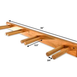 StoreYourBoard Timber Ski Wall Rack, 4 Pairs of Skis Storage, Wood Home and Garage Mount System, Natural Wood