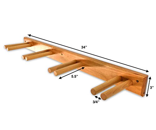 StoreYourBoard Timber Ski Wall Rack, 4 Pairs of Skis Storage, Wood Home and Garage Mount System, Natural Wood