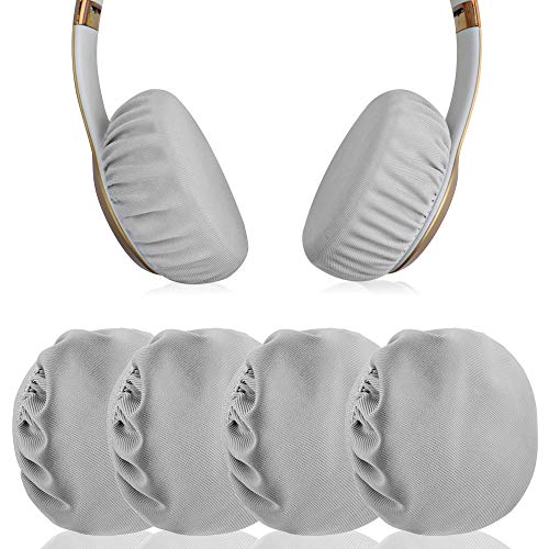 Geekria 2 Pairs Flex Fabric Headphones Ear Covers, Washable & Stretchable Sanitary Earcup Protectors for On-Ear Headset Ear Pads, Sweat Cover for Warm & Comfort (S/Grey)