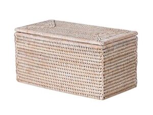 kouboo la jolla rectangular rattan box, white-wash toilet roll storage basket