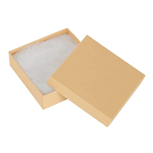 SSWBasics Cotton Filled Kraft Two Piece Jewelry Gift Boxes - 3½” x 3½” x 1" (Case of 100) - Made from 100% Recycled Material - Perfect for Compacts or Large Jewelry