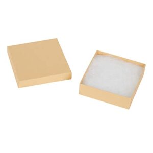 SSWBasics Cotton Filled Kraft Two Piece Jewelry Gift Boxes - 3½” x 3½” x 1" (Case of 100) - Made from 100% Recycled Material - Perfect for Compacts or Large Jewelry