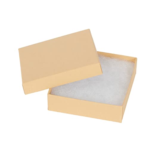 SSWBasics Cotton Filled Kraft Two Piece Jewelry Gift Boxes - 3½” x 3½” x 1" (Case of 100) - Made from 100% Recycled Material - Perfect for Compacts or Large Jewelry