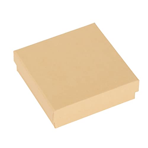 SSWBasics Cotton Filled Kraft Two Piece Jewelry Gift Boxes - 3½” x 3½” x 1" (Case of 100) - Made from 100% Recycled Material - Perfect for Compacts or Large Jewelry