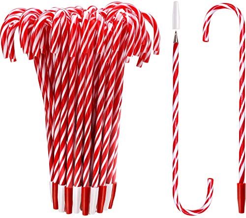 ABOAT 7 Inch Candy Cane Pen Christmas Pens with Black and Blue Ink for Christmas Holiday New Years Home Decor Party Gift (48)