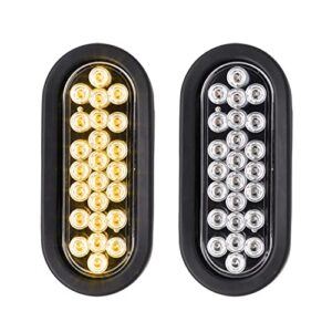 ledvillage 6 inch oval clear lens amber trailer marker lights 24 led turn parking signal lamp smd plug & rubber 3-wire for trailer truck rv pickup van 12v dc (2 pcs)