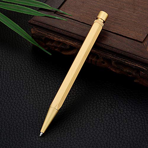 EKLOEN Solid Brass Pen, EDC Pocket Pen Signature Pen, Fine Point, Black Ink