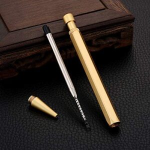 EKLOEN Solid Brass Pen, EDC Pocket Pen Signature Pen, Fine Point, Black Ink