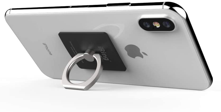 iRing Link, Made in Korea, Wireless Charging Friendly Phone Holder - Cell Phone Ring Grip Finger Holder and Stand Compatible with iPhone, Galaxy, and Other Smartphones(Matt Black)