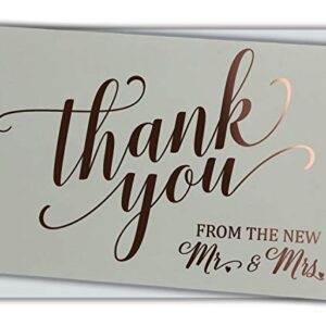 Wedding Thank You Cards - Rose Gold Foil Stamped Letterpress - 36 Cards Plus Envelopes - From the New Mr & Mrs Design