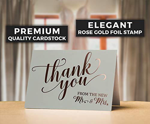 Wedding Thank You Cards - Rose Gold Foil Stamped Letterpress - 36 Cards Plus Envelopes - From the New Mr & Mrs Design