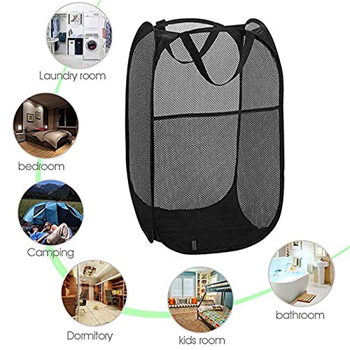 DurReus Foldable Large Pop Up Laundry Hamper with Pocket for Dirty Clothes,Sporting Goods,Baby Toys,Dorm Laundry Basket Rectangle Black