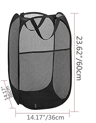 DurReus Foldable Large Pop Up Laundry Hamper with Pocket for Dirty Clothes,Sporting Goods,Baby Toys,Dorm Laundry Basket Rectangle Black