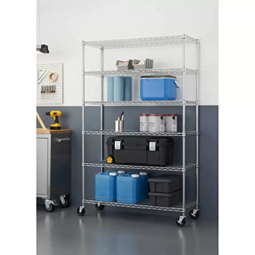 TRINITY NSF 6-Tier Wire Shelving Rack, 48"x18"x72"