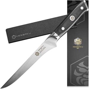 kessaku boning knife - 6 inch - dynasty series - razor sharp kitchen knife - forged thyssenkrupp german high carbon stainless steel - g10 garolite handle with blade guard