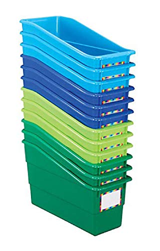 Really Good Stuff-164304 Riverside Name Labels Durable Book and Binder Holders, 5¼" by 12½" by 7½" (Set of 12) - Ideal for Narrow or Vertical Storage Needs Like Magazines, Books, Folders - Color-Code