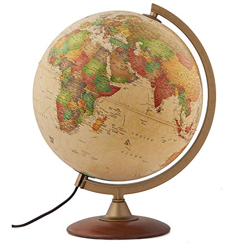 Waypoint Geographic Journey Globe, 12" Illuminated Antique Ocean-Style World Globe, Up-to-Date Globe, Durable Design, Reference Globe, Complements Any Home or Office Decor