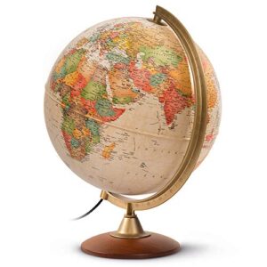 Waypoint Geographic Journey Globe, 12" Illuminated Antique Ocean-Style World Globe, Up-to-Date Globe, Durable Design, Reference Globe, Complements Any Home or Office Decor