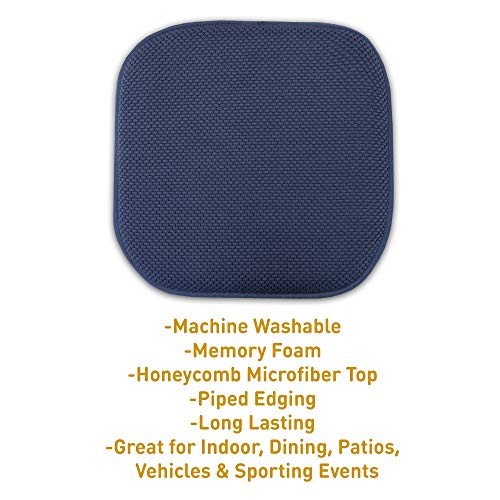 Sweet Home Collection Cushion Memory Foam Chair Pads Honeycomb Nonslip Back Seat Cover 16" x 16" 6 Pack Navy Blue