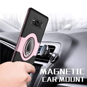 eSamcore Samsung Galaxy S8 Case Ring Holder Kickstand Cases + Dashboard Magnetic Phone Car Mount [Rose Gold]