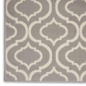 Nourison Jubilant Moroccan Trellis Grey Area Rug, (6' x 9')