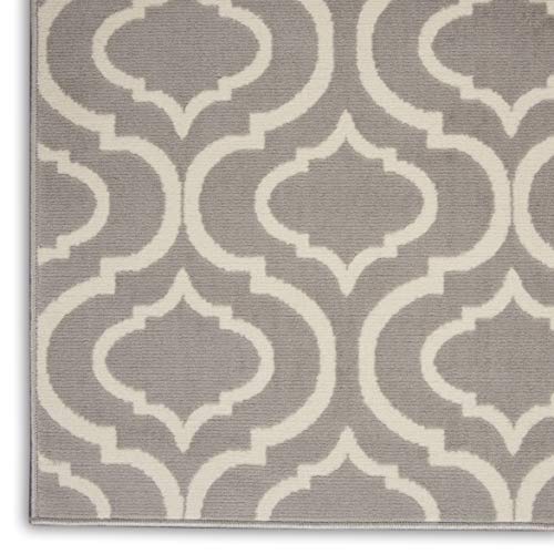 Nourison Jubilant Moroccan Trellis Grey Area Rug, (6' x 9')