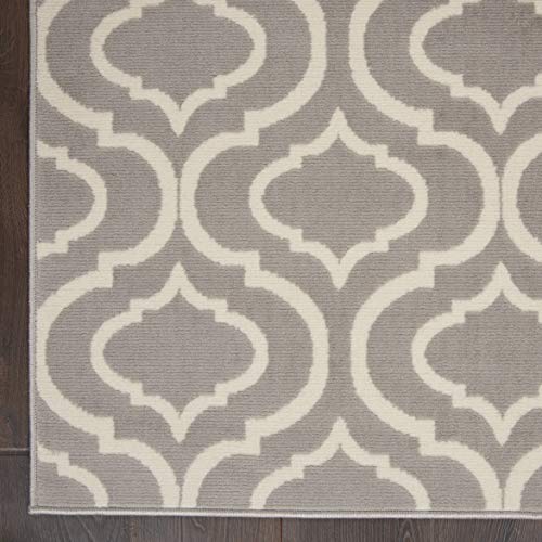 Nourison Jubilant Moroccan Trellis Grey Area Rug, (6' x 9')