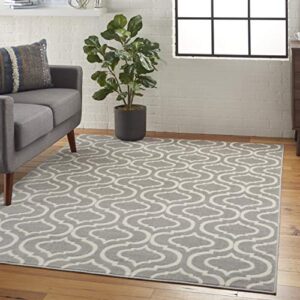 Nourison Jubilant Moroccan Trellis Grey Area Rug, (6' x 9')