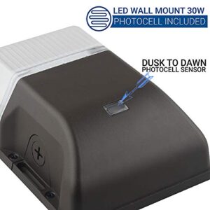 dephen 30W LED Wall Pack-Photocell Dusk to Dawn Outdoor Lighting 4050lm 5000K Wall Pack LED 100-277Vac 150W HPS/HID Replacement Commercial Wall Mounted Lighting IP65