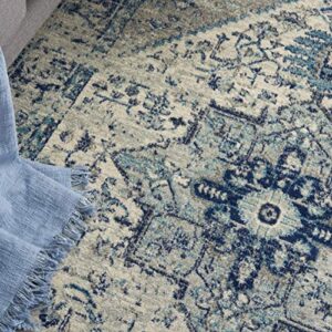 Nourison Tranquil Persian Ivory/Light Blue 5'3" x 7'3" Area -Rug, Easy -Cleaning, Non Shedding, Bed Room, Living Room, Dining Room, Kitchen (5x7)