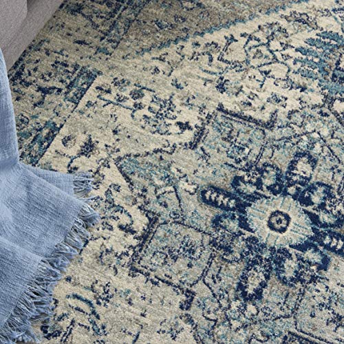 Nourison Tranquil Persian Ivory/Light Blue 4' x 6' Area -Rug, Easy -Cleaning, Non Shedding, Bed Room, Living Room, Dining Room, Kitchen (4x6)